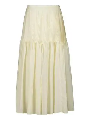 Auralee AURALEE Ivory Pin-Tuck Cotton Maxi Skirt Cream