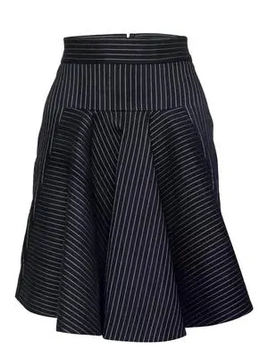 Stella McCartney Striped A-line Midi Skirt - Black