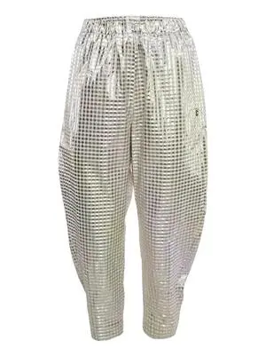 OTTOD'AME Lurex Gingham Trousers - Silver