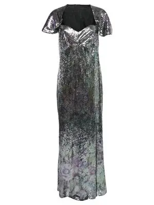 INGIE PARIS Sequinned Sweetheart Neck Dress - Silver