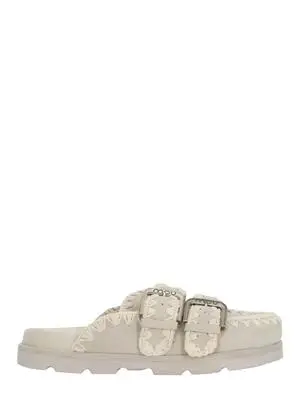 Mou Buckle-fastening Mules - Neutrals