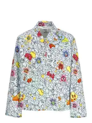 Casablanca Graphic Print Zip-up Jacket - Blue