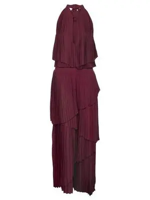 Elie Saab Pleated Halter-neck Dress - Red