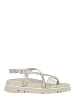 PATRIZIA BONFANTI Yasu Crossover Strap Metallic Sandals - Neutrals