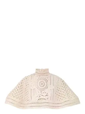 Zimmermann Indra Embroidered Cape - Neutrals