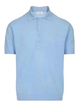 PAOLO PECORA Silk Bouclé Polo Shirt - Blue