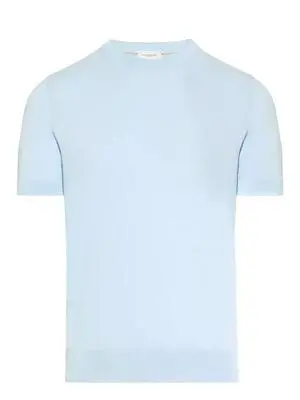 PAOLO PECORA Short-sleeve Cotton Sweater - Blue