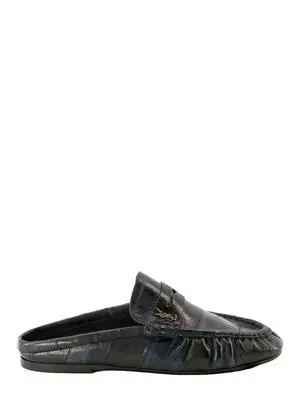 Saint Laurent Cassandre Eel-leather Mules - Blue