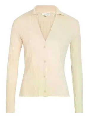 Vince Ribbed Knit V-neck Top - Neutrals