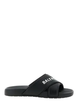 Balenciaga Sporty Pool Slides - Black