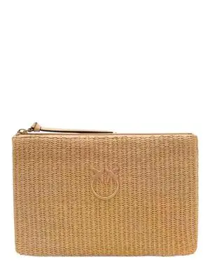 Pinko Love Birds Woven Clutch Bag - Neutrals