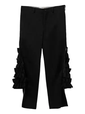 Comme Des Garçons Ruffled Zip Detail Trousers - Black