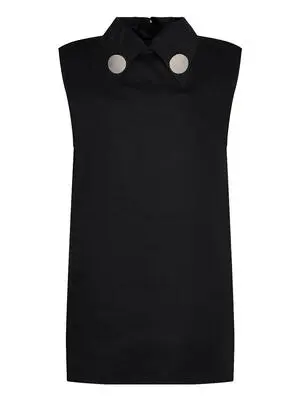 JIL SANDER Embellished Cotton Voile Top - Black