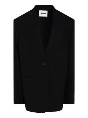 JIL SANDER Wool-canvas Blazer - Black