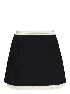 Victoria Beckham Ruffled Crepe Mini Skirt - Black