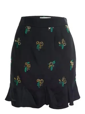 Stella McCartney Embroidered Ruffle Mini Skirt - Black