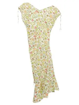 Moschino Asymmetrical Floral Midi Dress - Neutrals