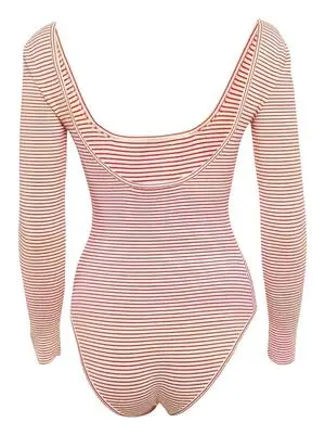 Etro Striped Logo-embroidered Bodysuit - Red