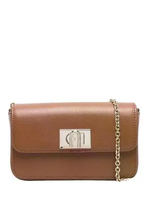 Furla Logo Plaque Satchel Bag - Brown