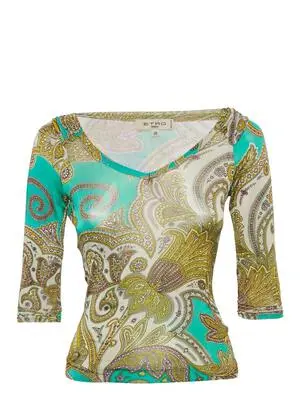 Etro Paisley Print V-neck T-shirt - Neutrals