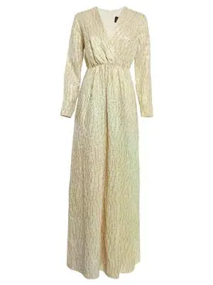 Max Mara V-neck Maxi Dress With Pleated Skirt - Neutrals
