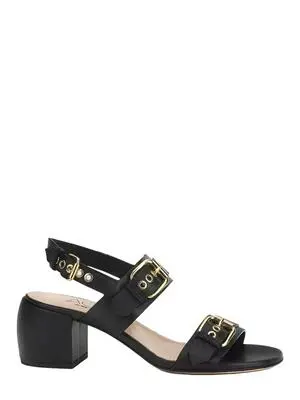 Agl Buckle-detail Block-heel Sandals - Black