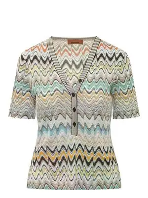 Missoni Zigzag Knit V-neck Top - Neutrals