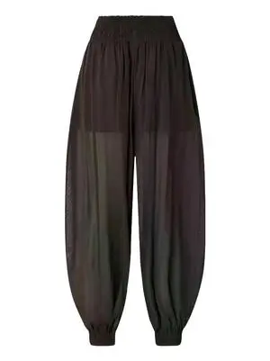 Pinko Smocked Semi-sheer Flowing Trousers - Brown
