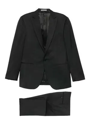 Corneliani Peak-lapel Virgin-wool Suit - Black