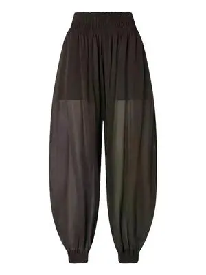 Pinko PINKO Smocked Semi-Sheer Flowing Trousers Brown