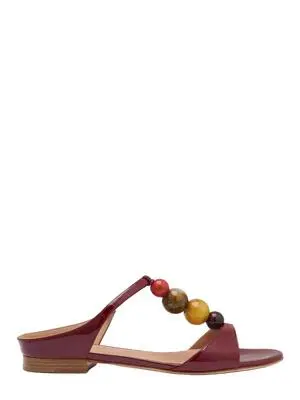 MALONE SOULIERS Lena Beaded Patent Leather Sandals - Red