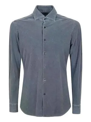 TINTORIA MATTEI 954 Textured Long-sleeve Shirt - Blue