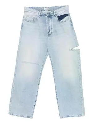 ICON DENIM LOS ANGELES Scott Distressed Straight-leg Jeans - Blue