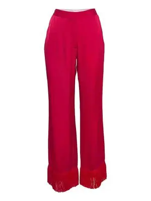 Stella McCartney Fringe Hem High Waist Straight Leg Trousers - Pink