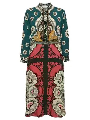 Valentino Garavani Printed Crepe De Chine Dress - Green