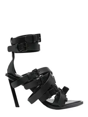 ANN DEMEULEMEESTER Leather Heeled Sandals - Black