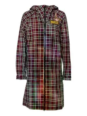 Gucci Plaid-check Hooded Coat - Red