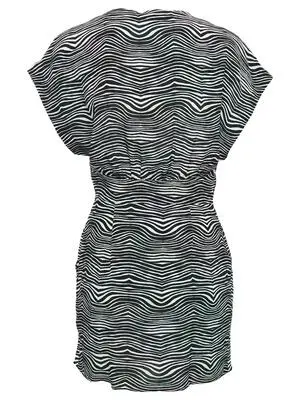 Pierre Balmain Silk Wave Print Mini Dress - Black