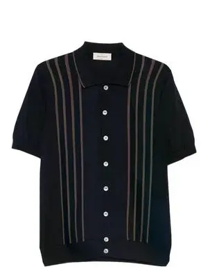 GRAN SASSO Vertical-stripe Short-sleeve Shirt - Blue