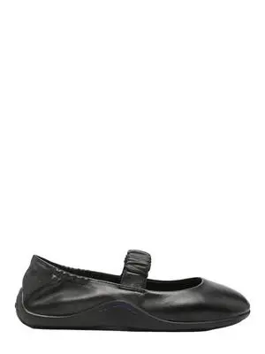 Ash Ruched-strap Leather Ballet Flats - Black