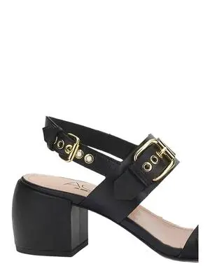 Agl Buckle-detail Block-heel Sandals - Black