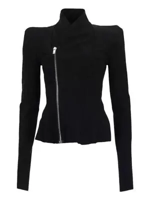 Rick Owens Asymmetric Zip Padded Shoulder Jacket - Black