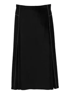 JUUN.J Midi Skirt With Contrast Piping - Black
