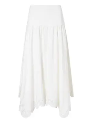 Simkhai Heaven Embroidered Linen-blend Midi Skirt - White