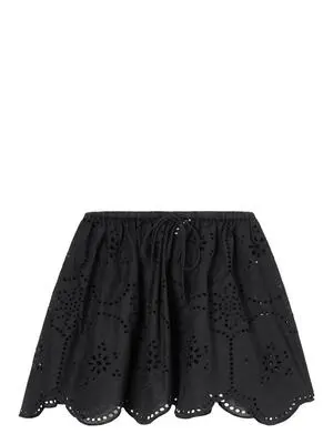 Matteau Scalloped Broderie Anglaise Cotton Mini Skirt - Black