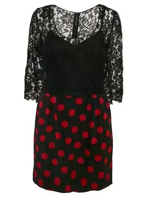 Dolce & Gabbana Polka Dot Lace-panel Mini Dress - Black