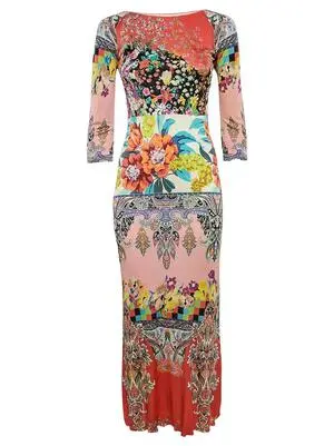 Etro 2024 Floral Paisley Jersey Maxi Dress - Red