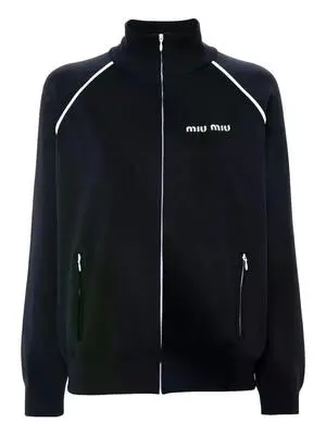 Miu Miu Embroidered Fleece Cardigan - Blue