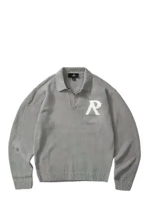 REPRESENT Logo Patch Polo-collar Sweater - Grey