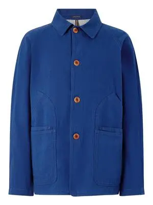 DRAKE'S Cotton And Linen-blend Chore Jacket - Blue